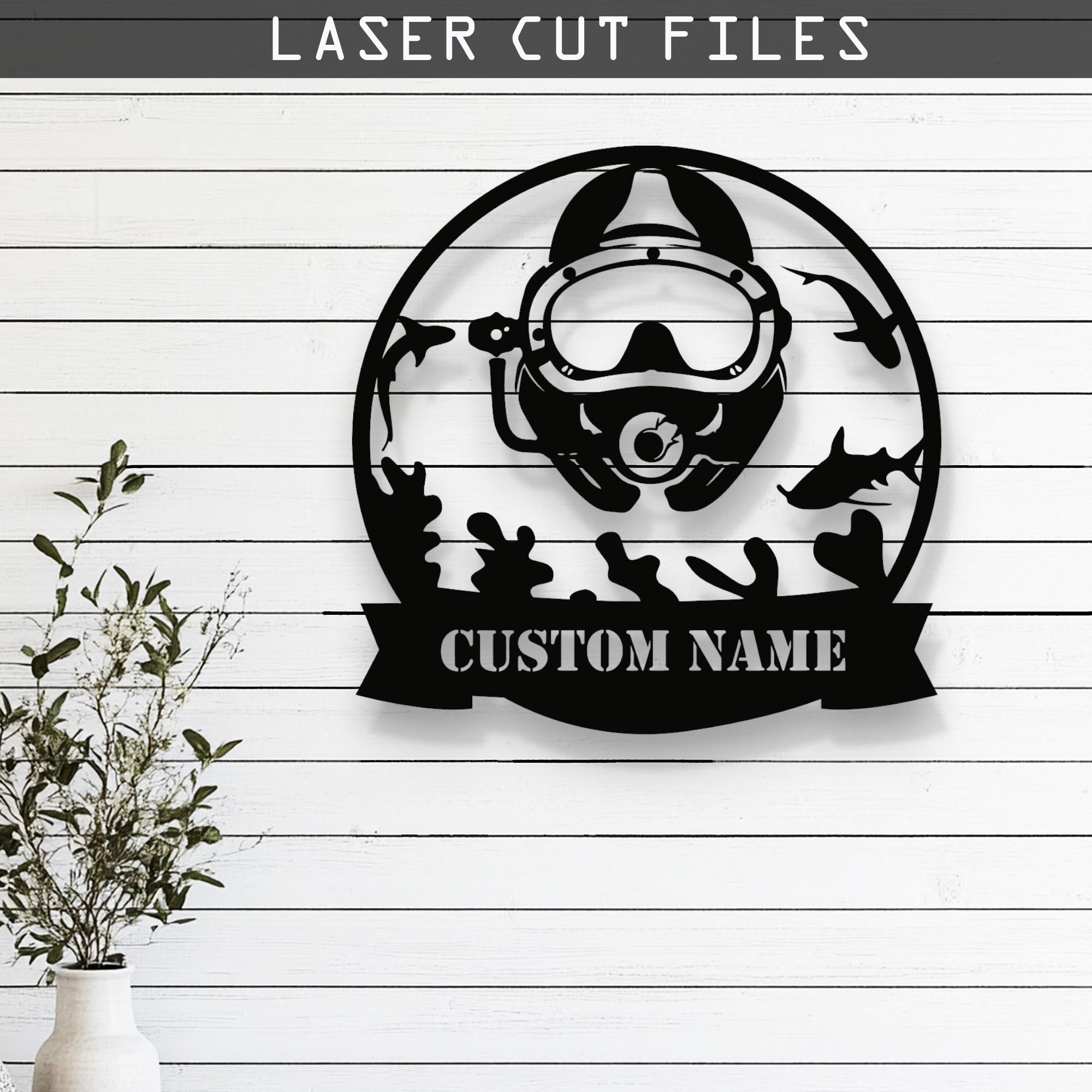 Customizable Scuba Diving SVG Laser Cut File – Glowforge, Cricut, Cnc ...