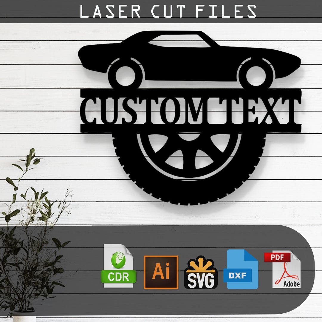 Customizable Car Garage Sign Laser Cut Vector Files - SVG, DXF ...