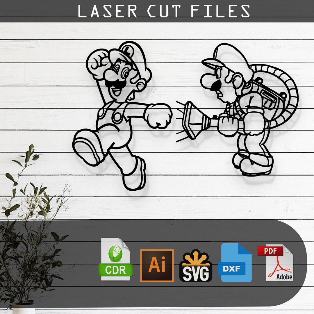 Mario Bros Luigi Laser Cut, Vector Files– SVG, DXF, Ai, Pdf Glowforge ...