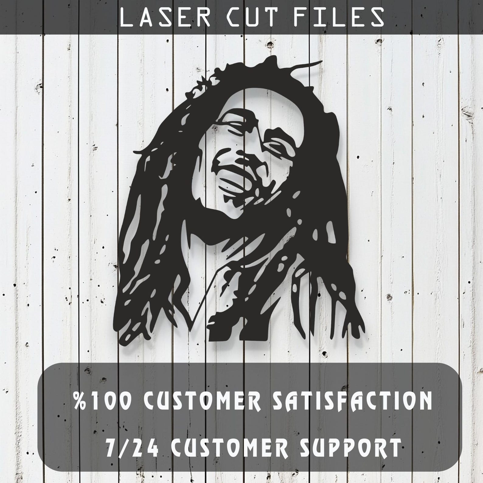 Bob Marley Silhouette Laser Cut Vector Design – SVG, DXF, Ai, Pdf Files ...