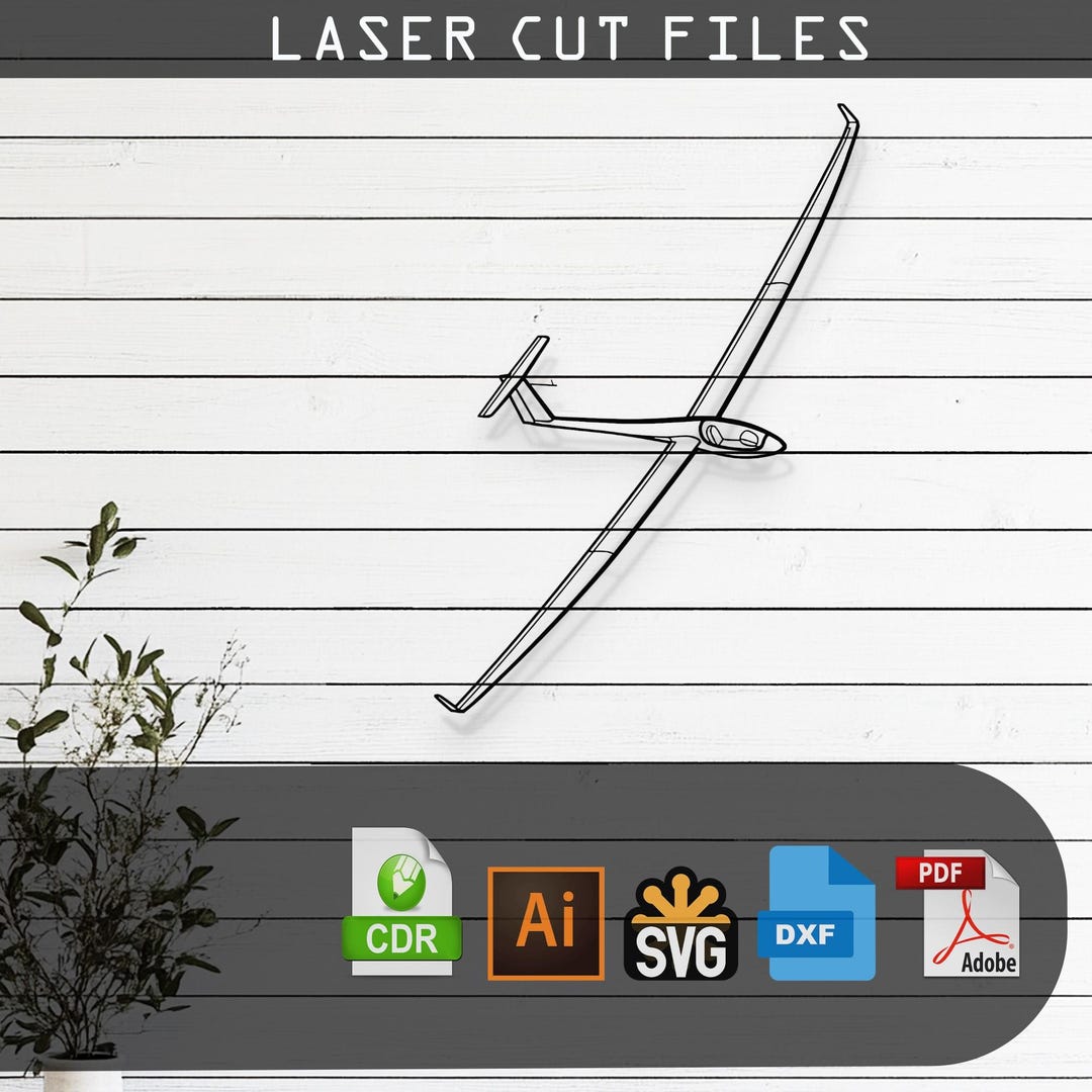 Glider Airplane Silhouette Laser Cut Vector Design – SVG, DXF, Ai, Pdf ...