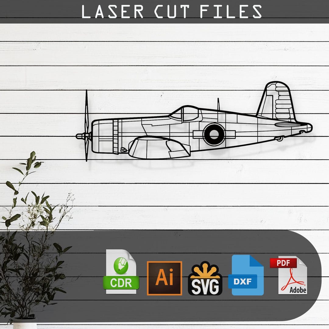 FG-1D Corsair Airplane Silhouette Laser Cut Vector Design – SVG, DXF ...