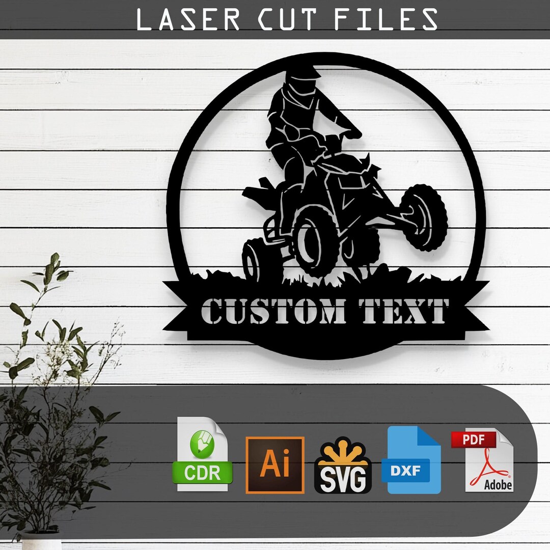Customizable ATV Rider Silhouette Laser Cut Vector – SVG, DXF, Ai, Pdf ...