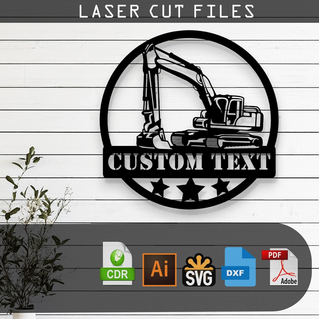 Customizable Excavator SVG Laser Cut File – Glowforge, Cricut, CNC, DIY ...