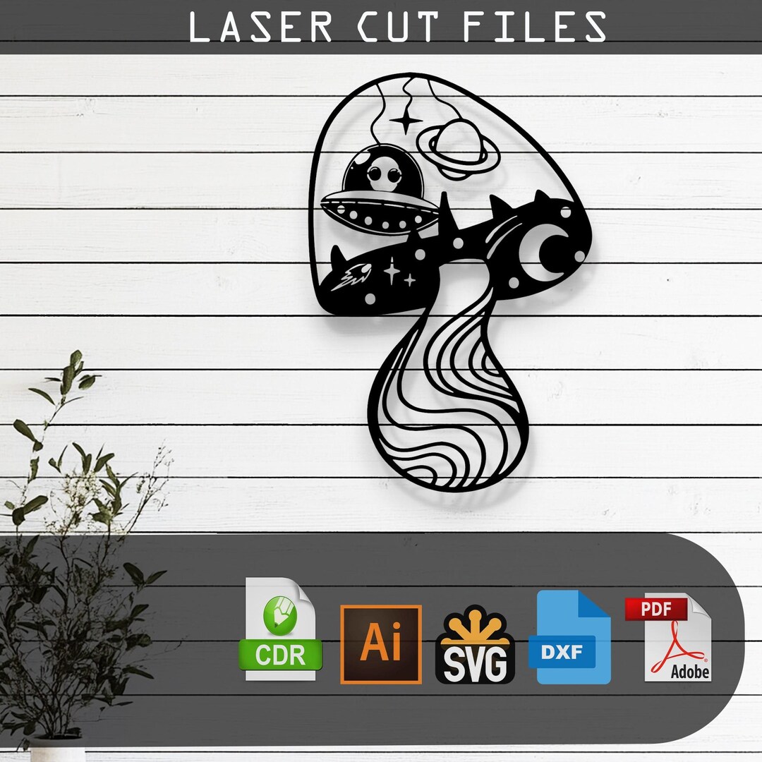 Cosmic Mushroom Laser Cut Vector Design – SVG, DXF, Ai, Pdf Files ...