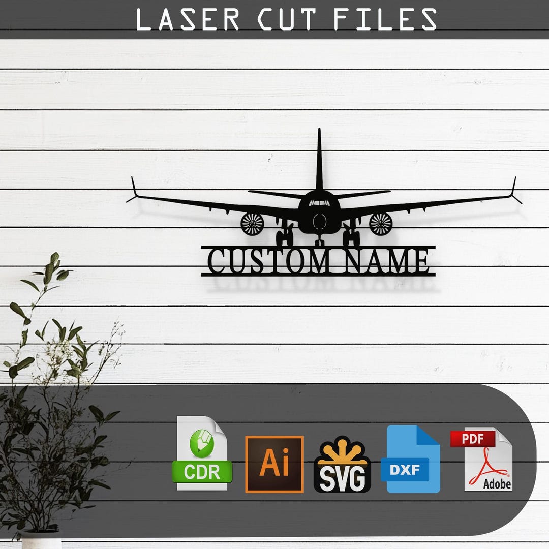 Customizable Airplane SVG Laser Cut File – Glowforge, Cricut, Cnc, DIY ...