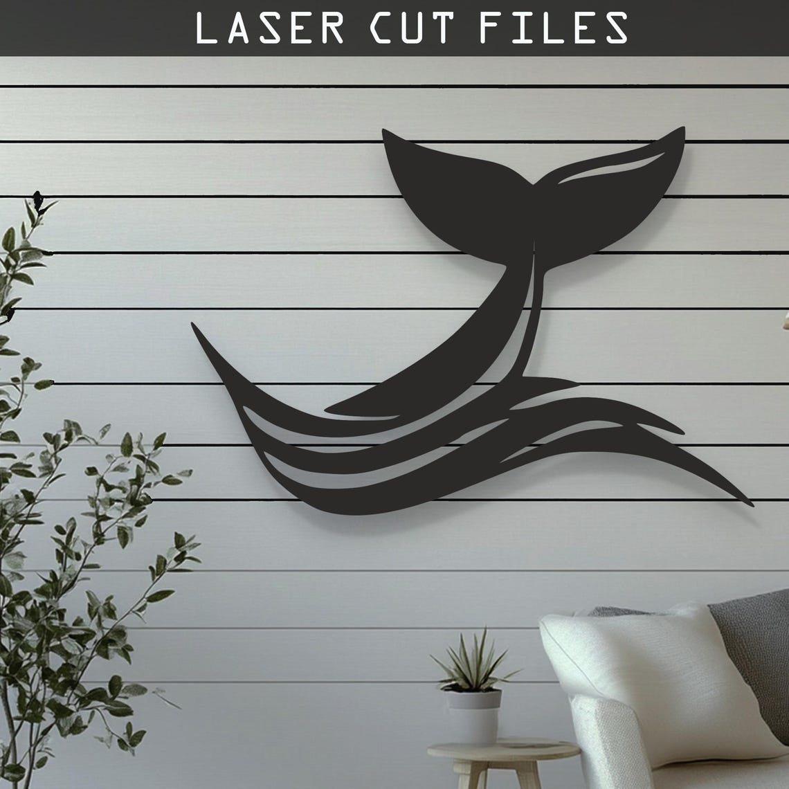 Whale Tail and Sea Waves Laser Cut, Vector Files – SVG, DXF, Ai, Pdf ...