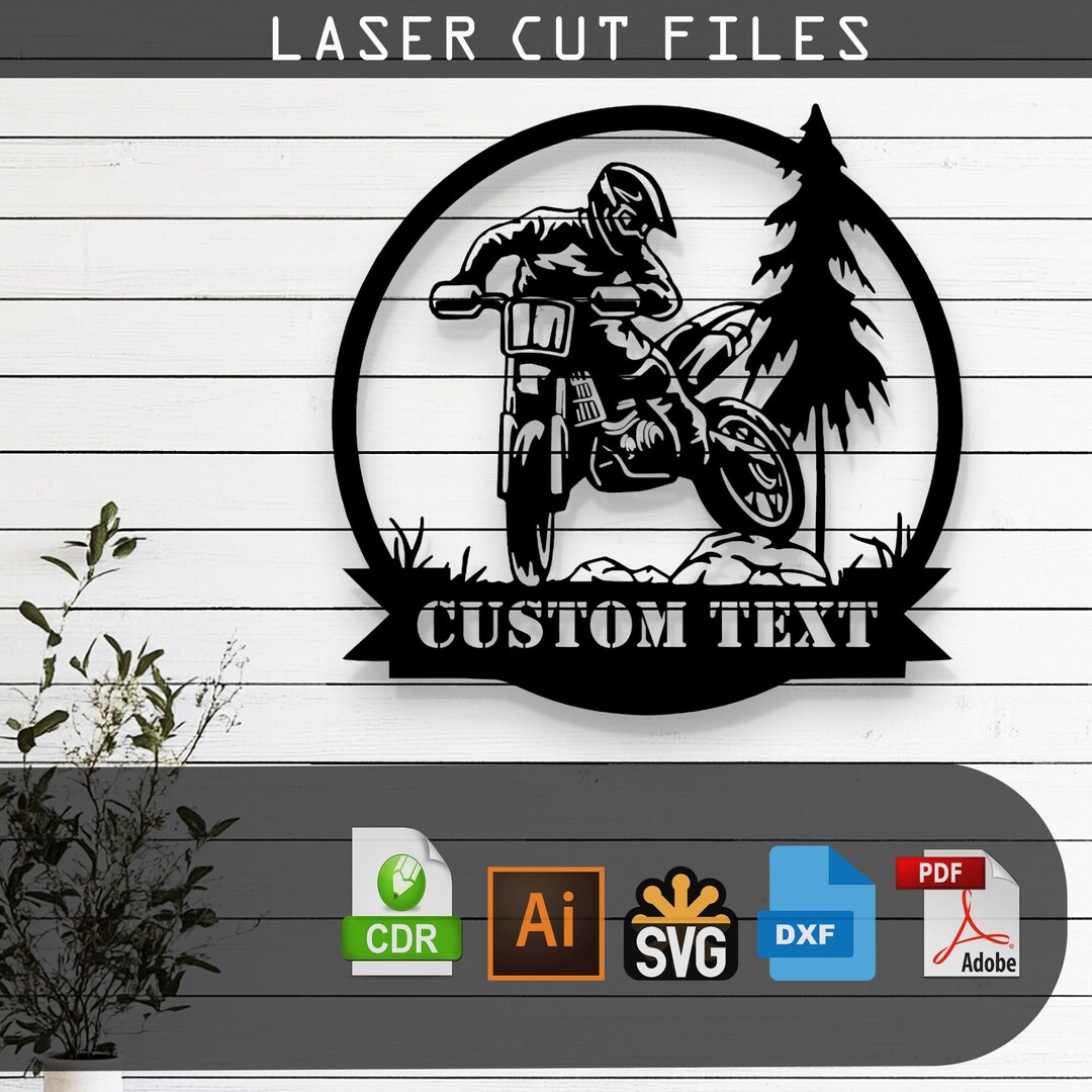 Customizable Motocross Rider Silhouette Laser Cut Vector – SVG, DXF ...