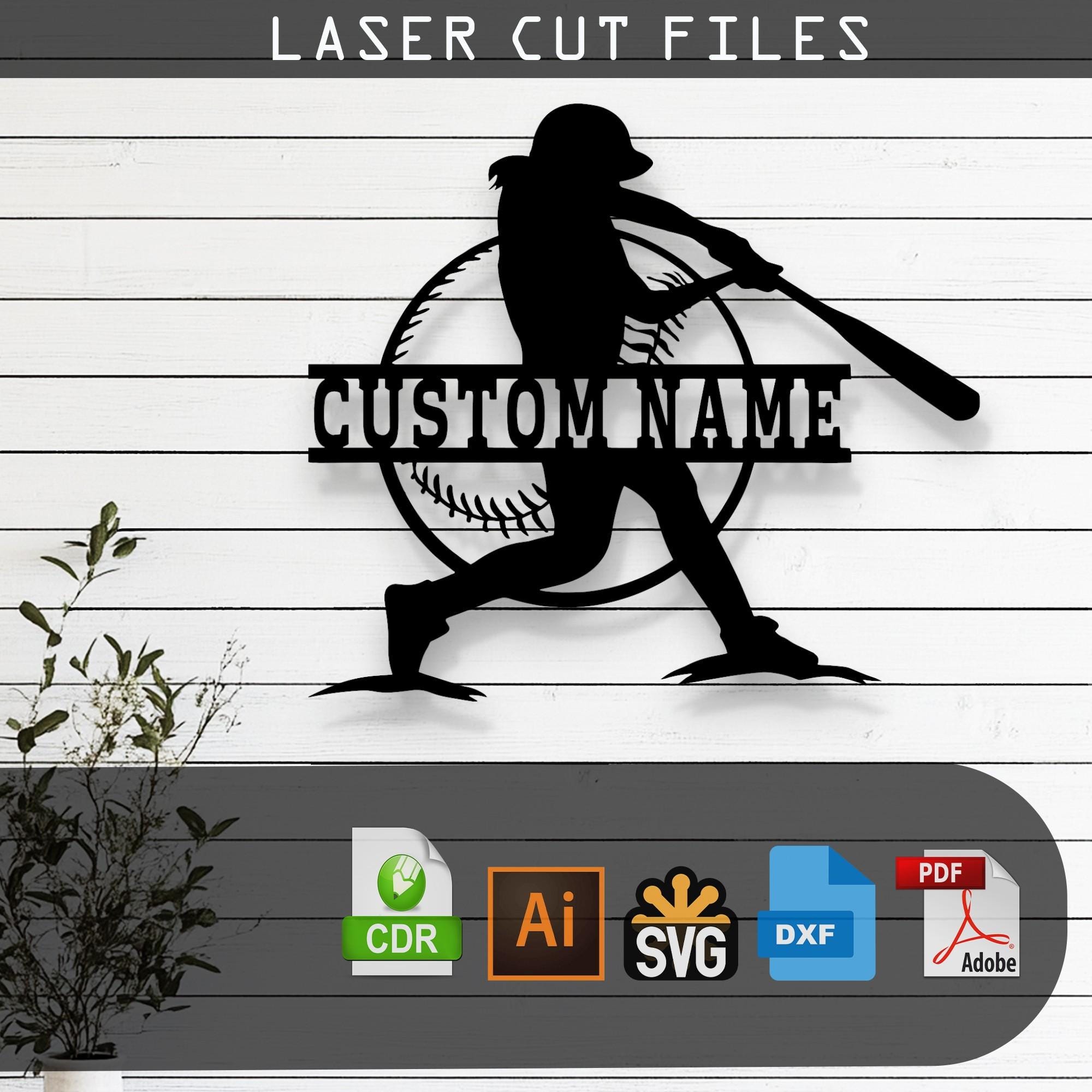 Customizable Softball Player Laser Cut Vector Files - SVG, DXF ...