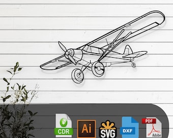 Super Cub Flugzeug Silhouette Laser geschnitten Vektor-Design SVG, DXF ...