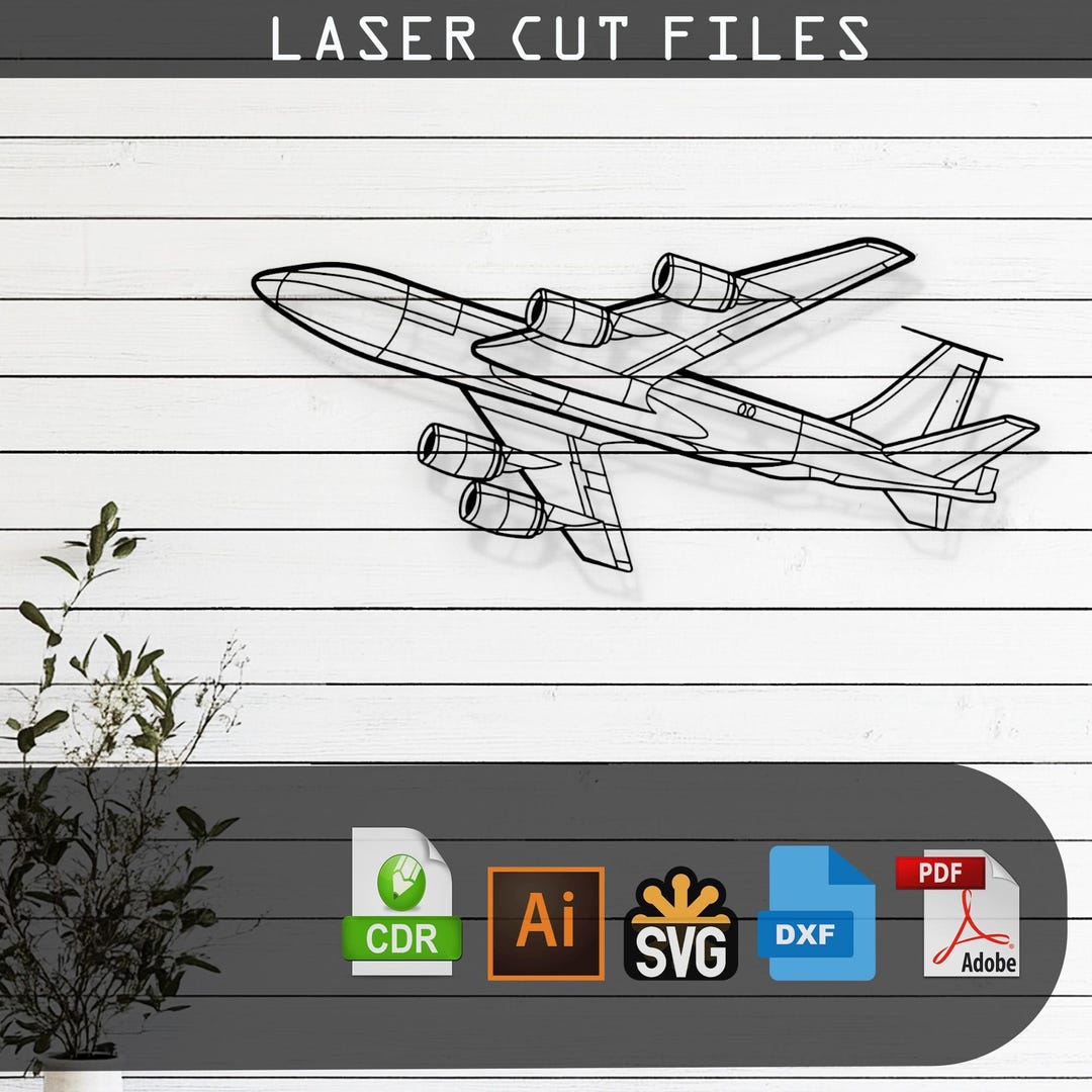KC-135R Stratotanker Airplane Silhouette Laser Cut Vector Design – SVG ...
