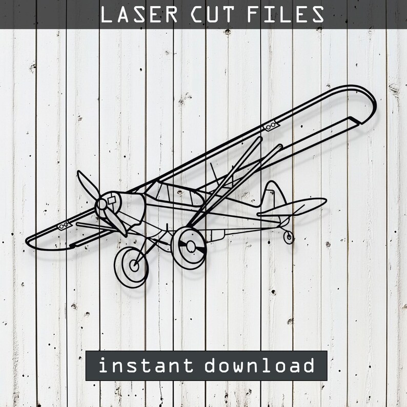 Super Cub Airplane Silhouette Laser Cut Vector Design SVG, DXF, Pdf ...
