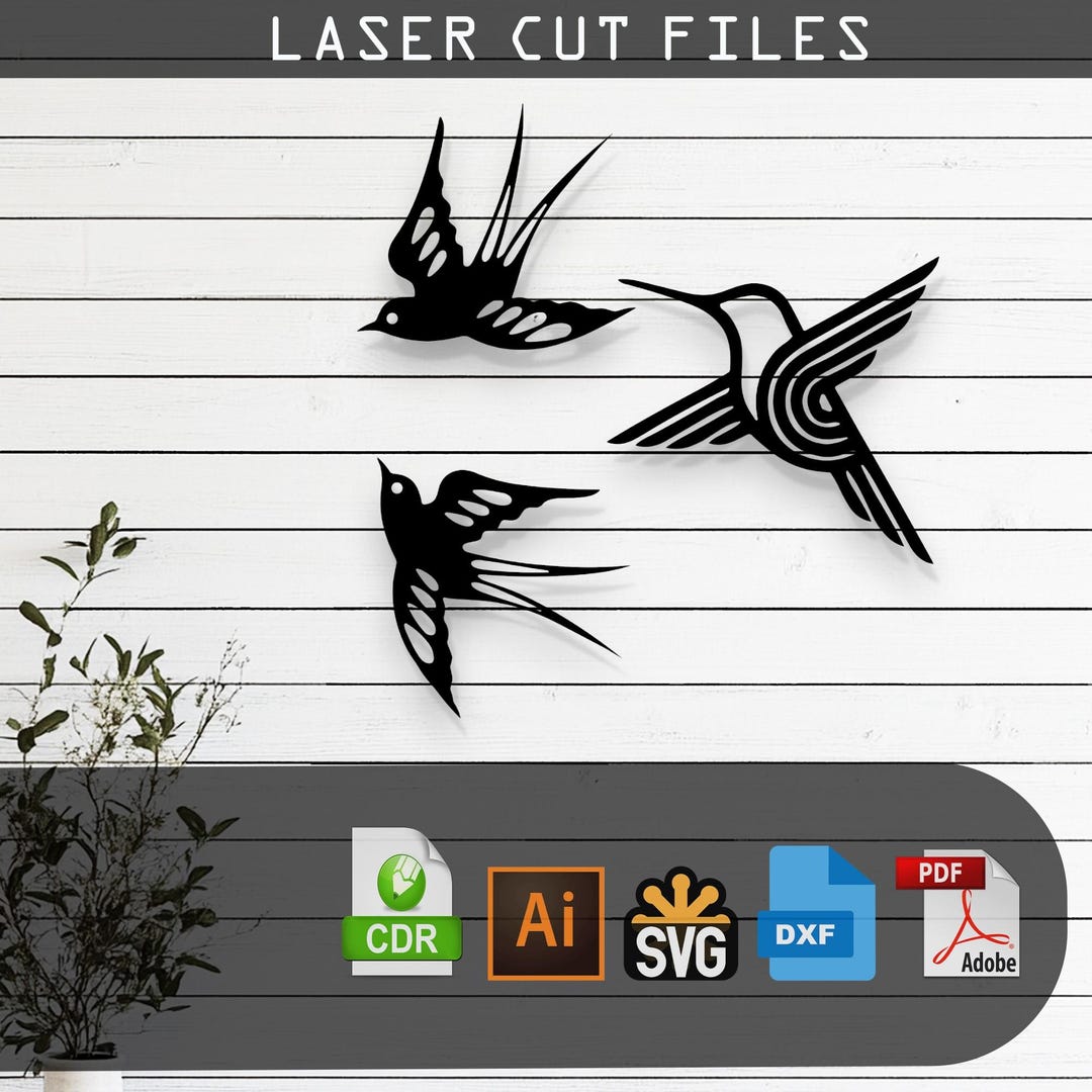Decorative Birds Laser Cut Vector Design – SVG, DXF, Ai, Pdf Files for ...