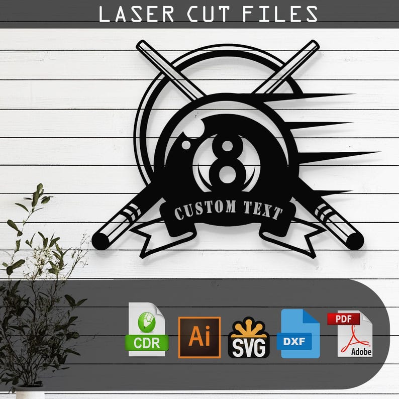 Customizable Billiards Laser Cut Vector Design – SVG, DXF, Ai, Pdf ...