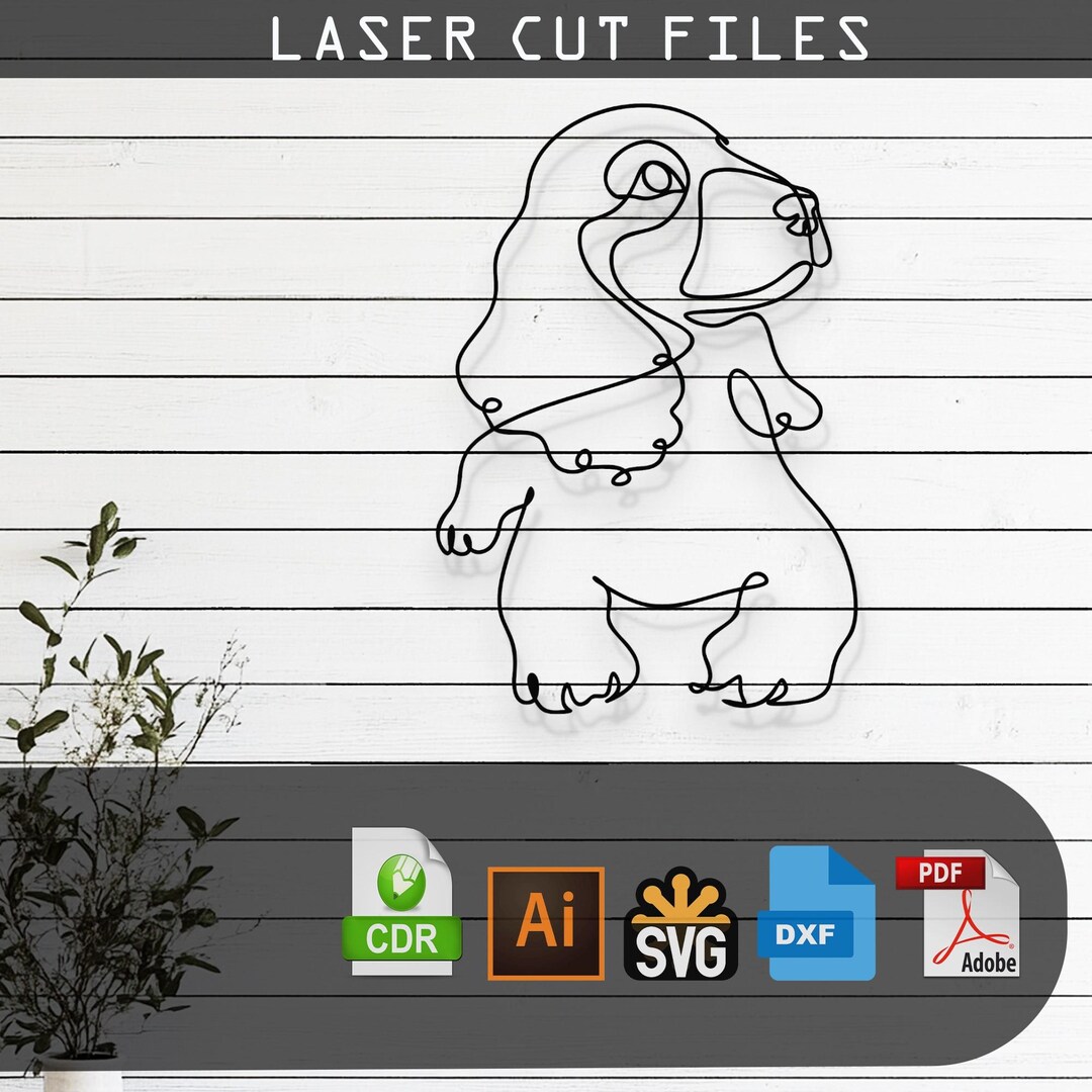 Cocker Line Art Dog Laser Cut Design – SVG, DXF, Ai, Pdf Files for ...