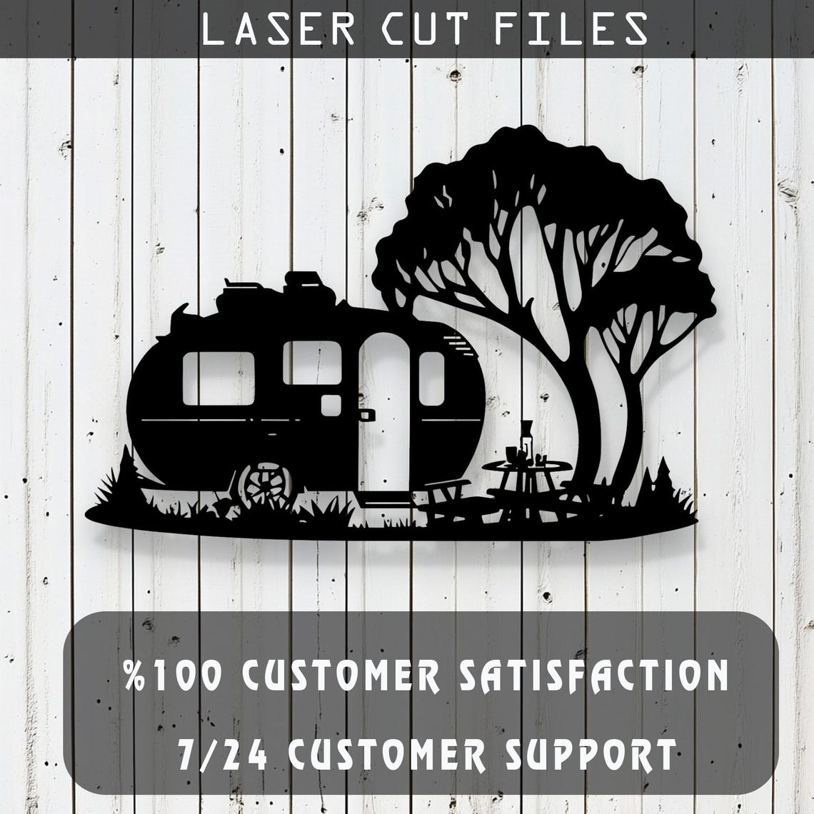 Decorative Camper Van Camping Laser Cut, Vector Files - SVG, DXF, Ai ...