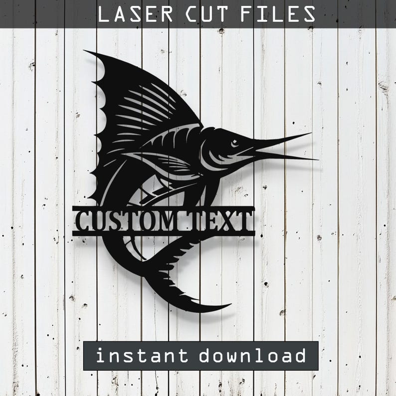 Custom Sailfish SVG, Marlin Split Monogram, Fishing Name Sign, Ocean ...