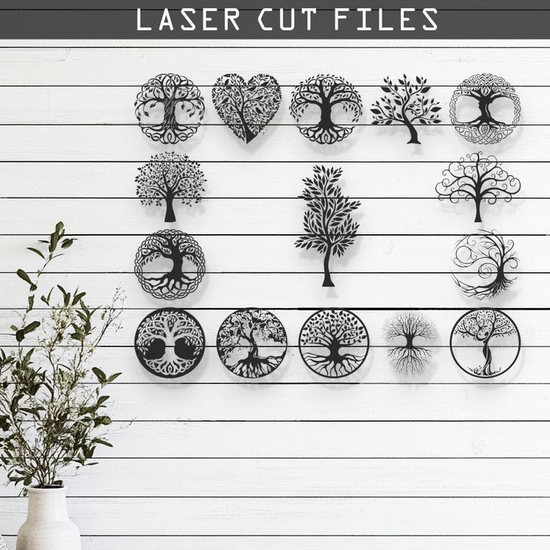15 Tree of Life Design Laser Cut Svg Dxf File Wall Art Engraving Decal ...