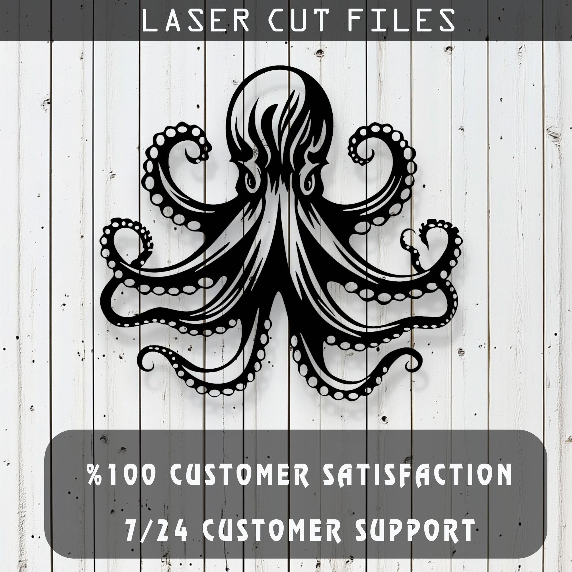 Decorative Octopus Laser Cut Vector Design – SVG, DXF, Ai, Pdf Files ...