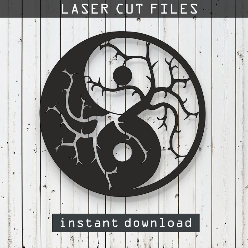 Tree Branch Ying Yang Laser Cut Vector Design –SVG, DXF, Pdf Files for ...