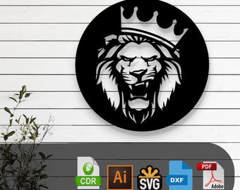 Lion Head SVG Wall Art | Tribal Jungle King Silhouette Laser Cut File ...