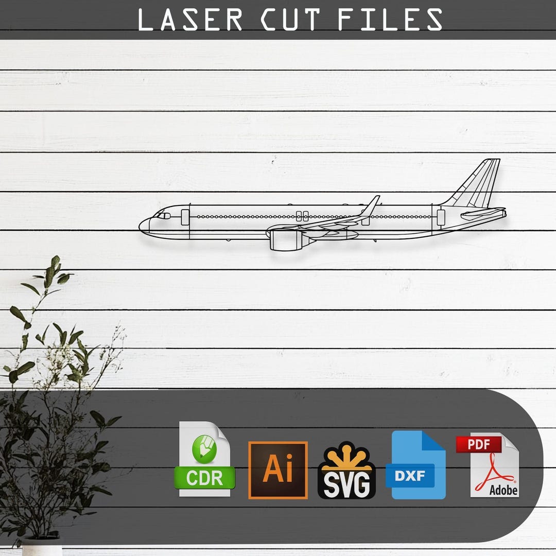 Airbus A321 251NX - Svg Dxf AI Pdf CDR EPS - Laser Cut Aviation Decor ...