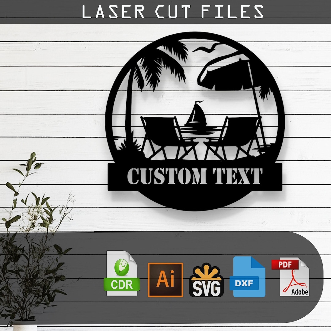 Customizable Summer Beach Laser Cut Vector Files - SVG, DXF, Glowforge ...