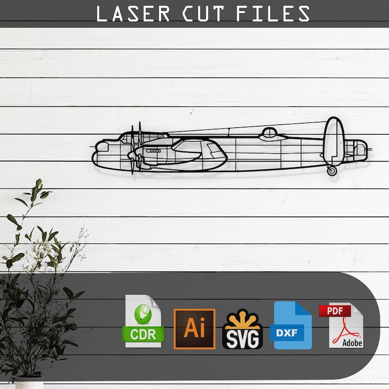 Avro Lancaster Airplane Silhouette Laser Cut Vector – SVG, DXF, Ai, Pdf ...