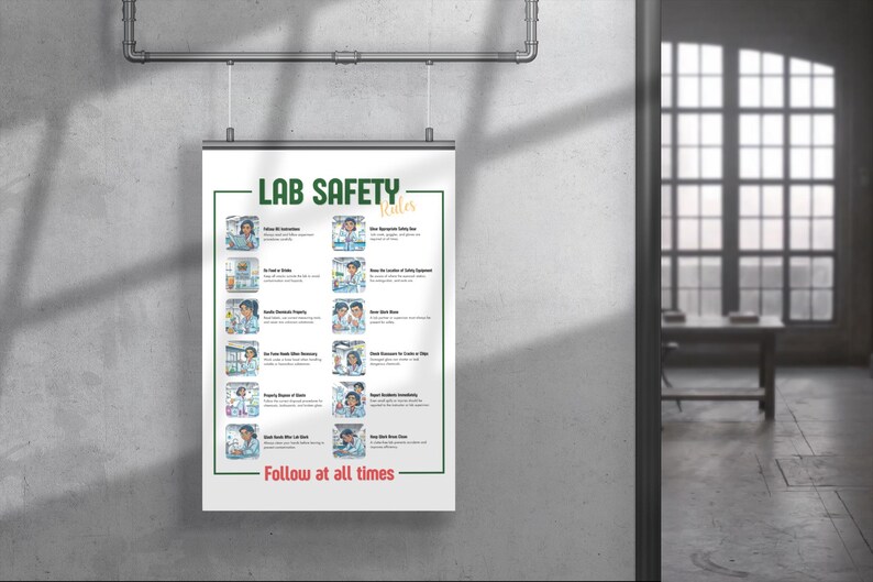 Lab Safety Poster | Science Classroom Decor | STEM Educational Print ...