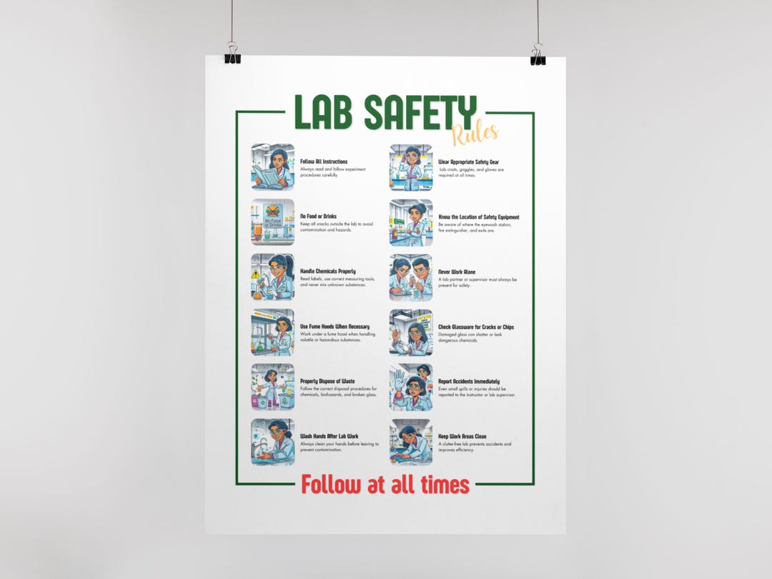 Lab Safety Poster | Science Classroom Decor | STEM Educational Print ...