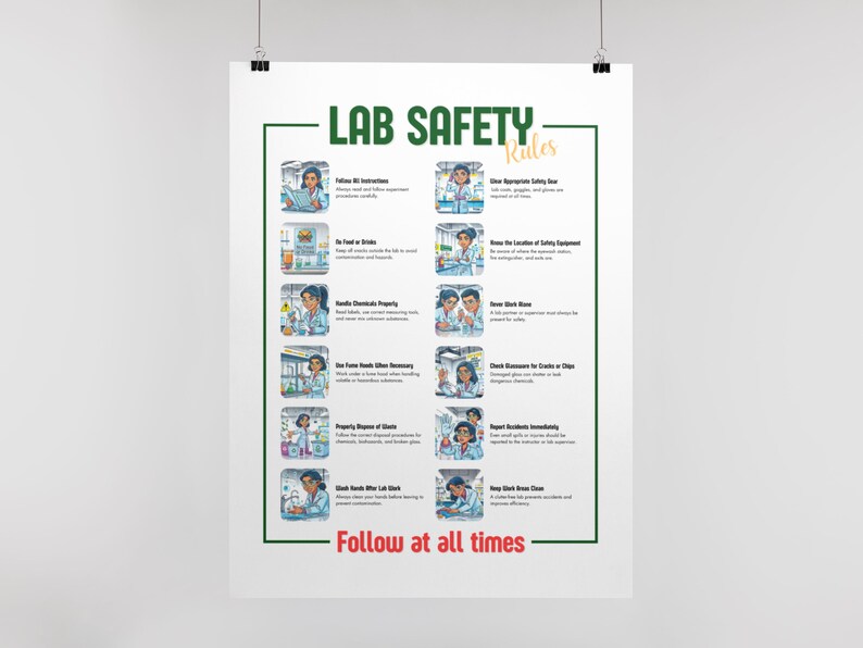 Lab Safety Poster | Science Classroom Decor | STEM Educational Print ...