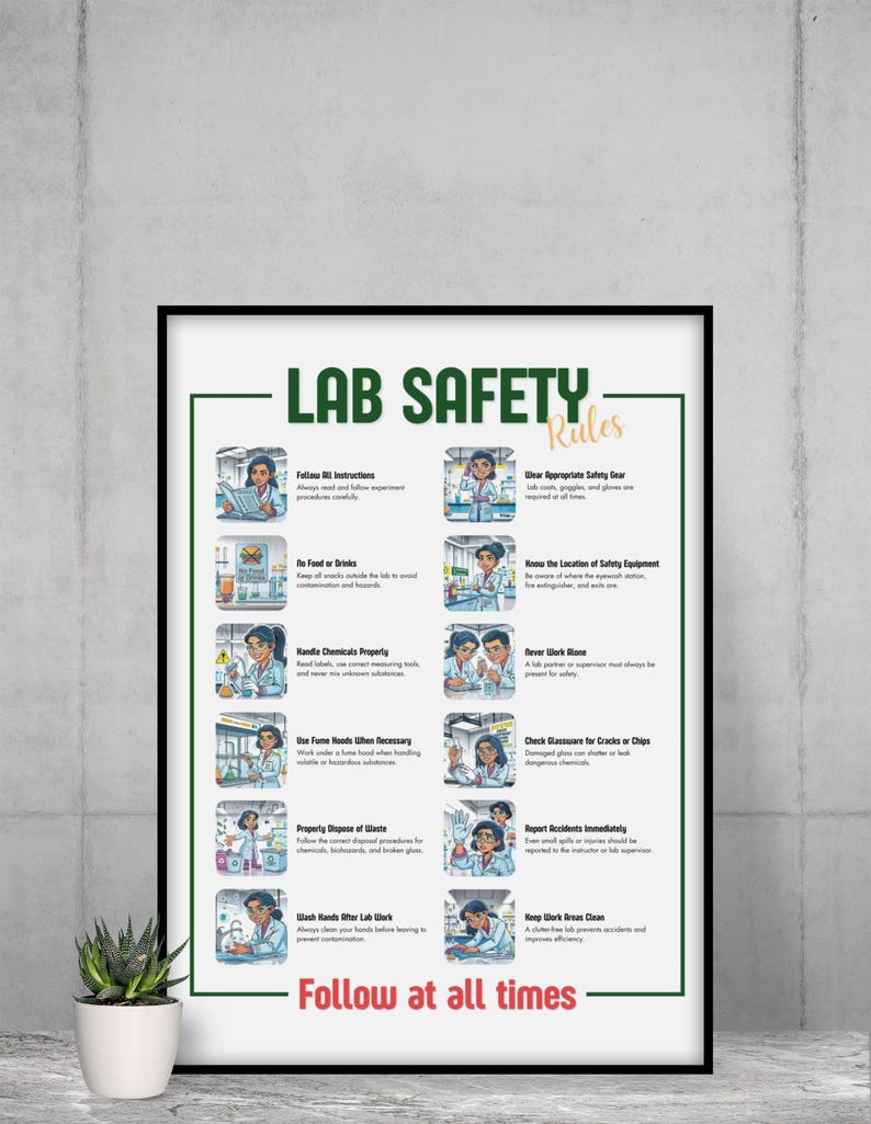 Lab Safety Poster | Science Classroom Decor | STEM Educational Print ...