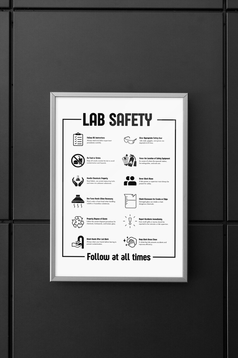 Lab Safety Poster Digital Download | Science Classroom Print | STEM Lab ...