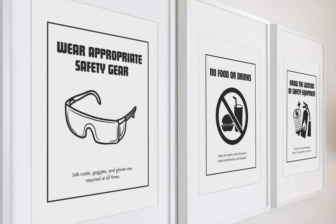 Lab Safety Poster Bundle | 12 Science Classroom Prints | Digital STEM ...