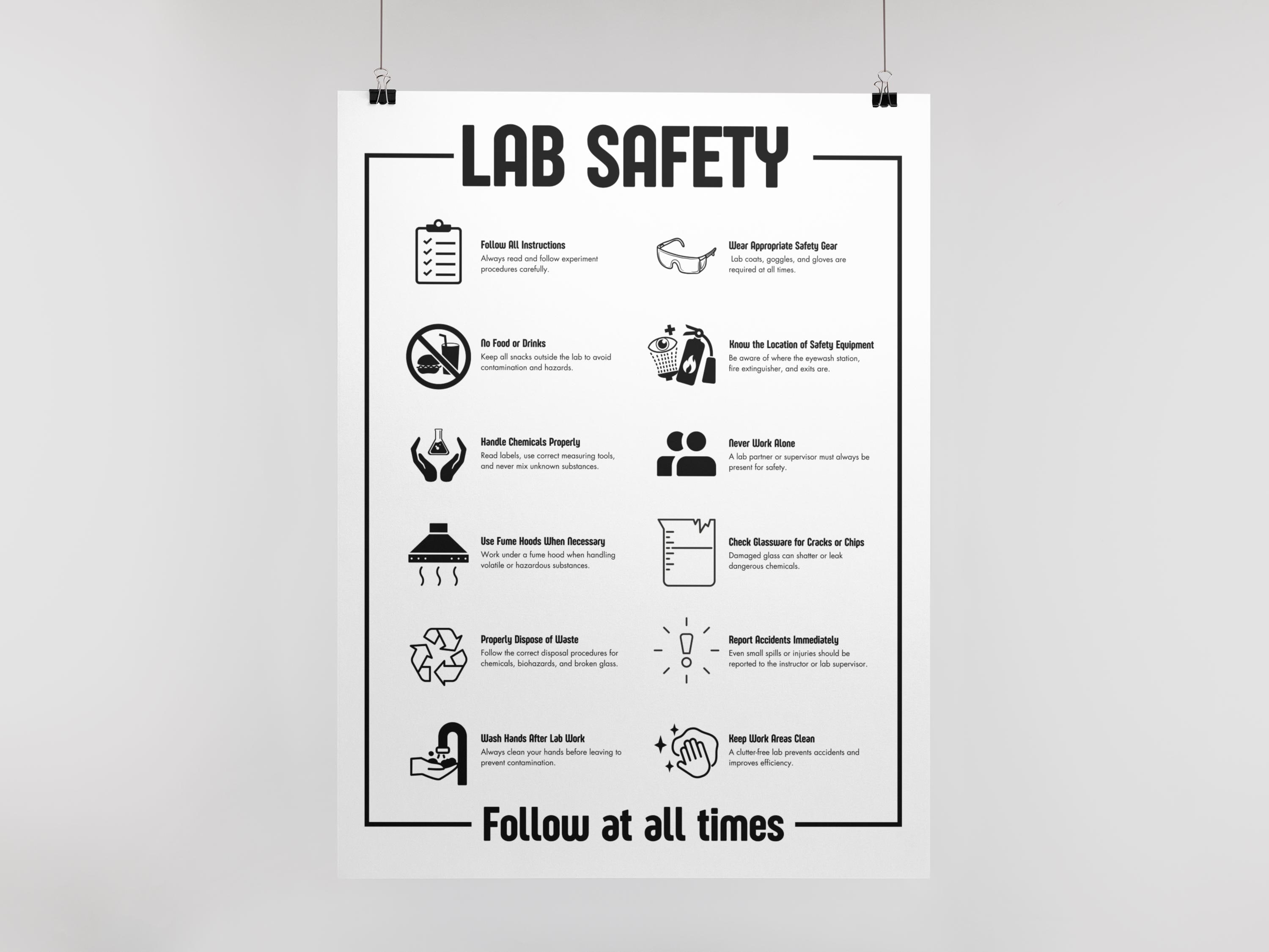 Lab Safety Poster Digital Download | Science Classroom Print | STEM Lab ...