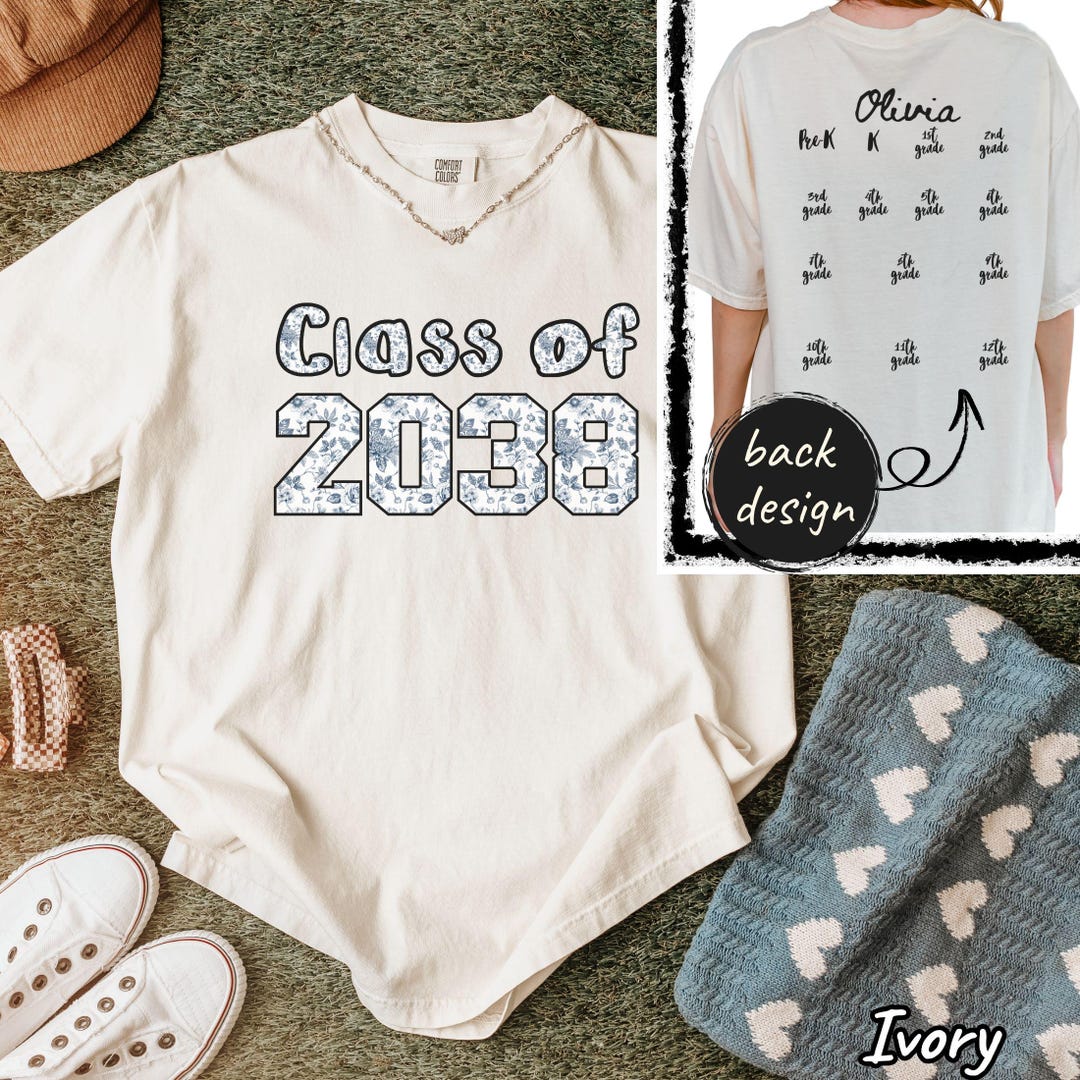 Personalized Class of 2038 Toile Shirt Custom First Day of Prek Growth ...