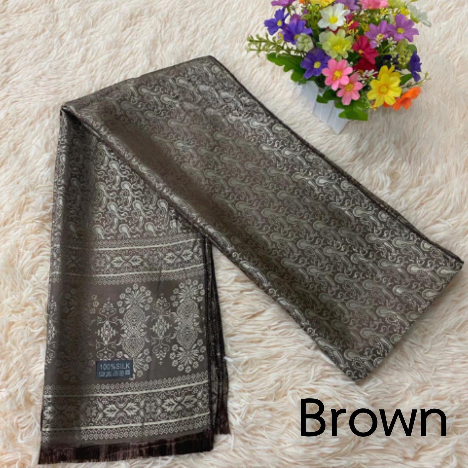 Thai Silk Scarf, Elegant Soft Silk Shawl, Handwoven Laos Pattern ...