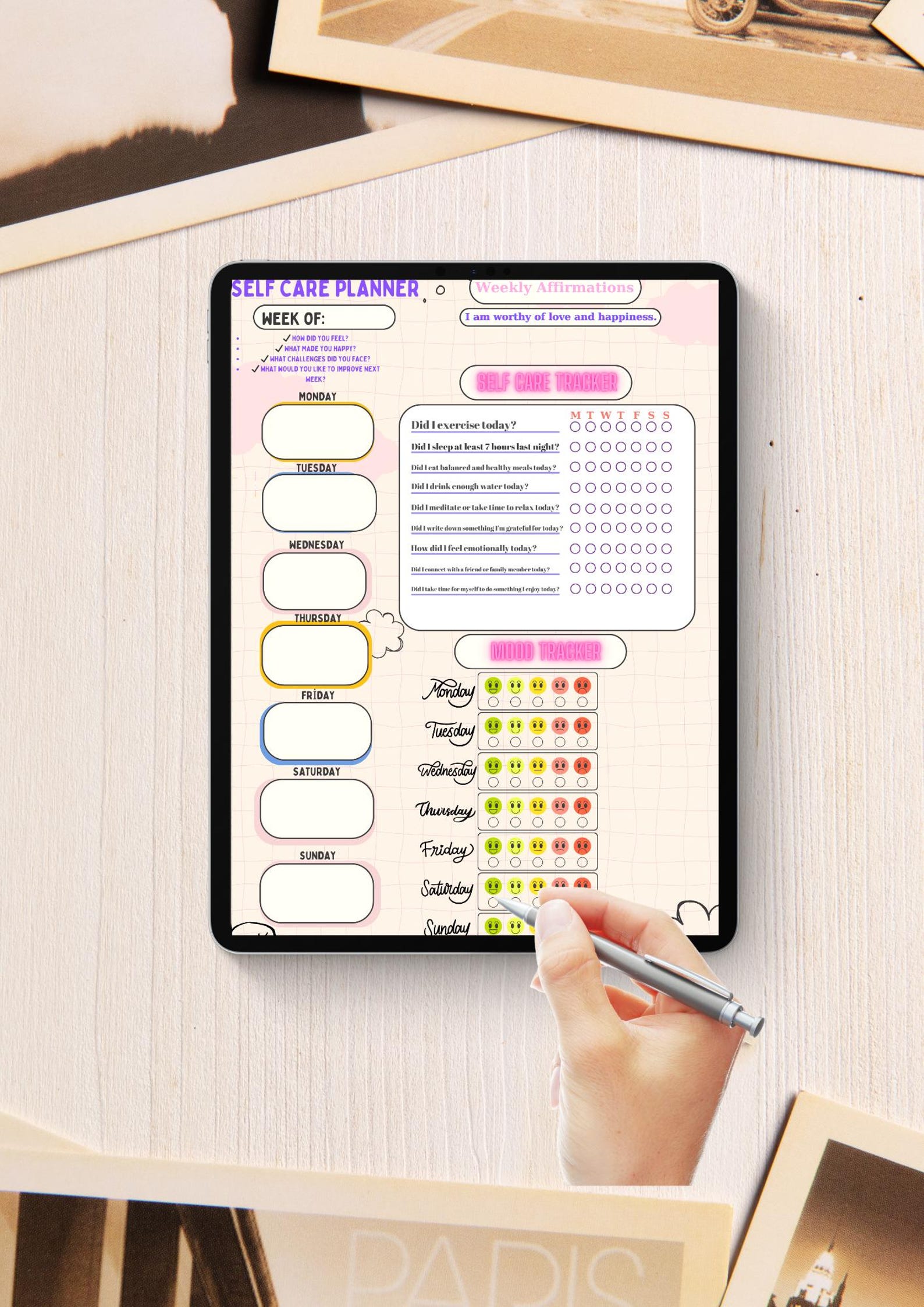 Self-care Planner, 4-week Wellness Journal With Affirmations & Mood ...