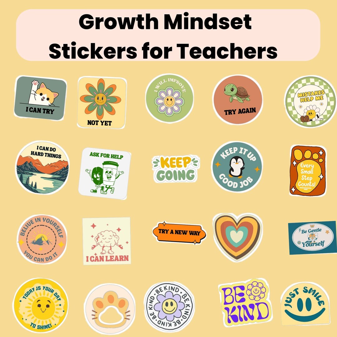 Growth Mindset Stickers for Teachers | Printable Classroom Reward ...