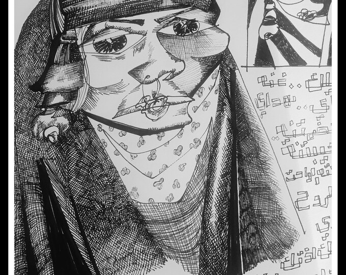 8.5x11 in Orignal Drawing, Iraqi Woman, Iraq, Iraqi Character, Iraqi ...