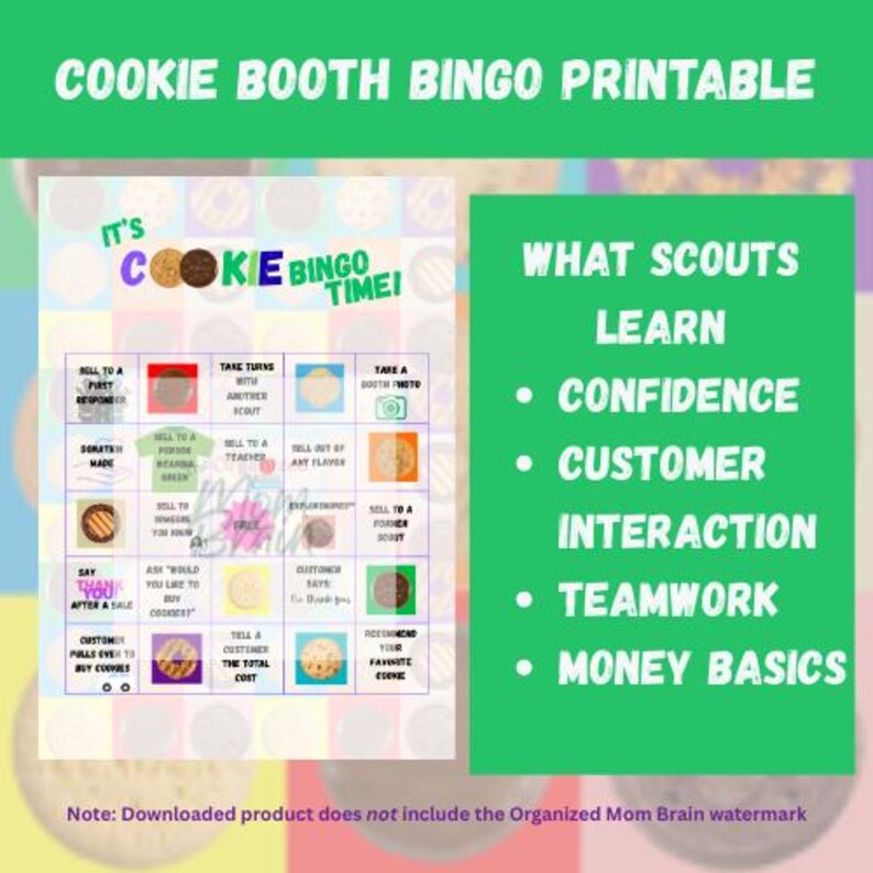 Cookie Booth Bingo Printable | Youth Sales Activity (digital Download ...