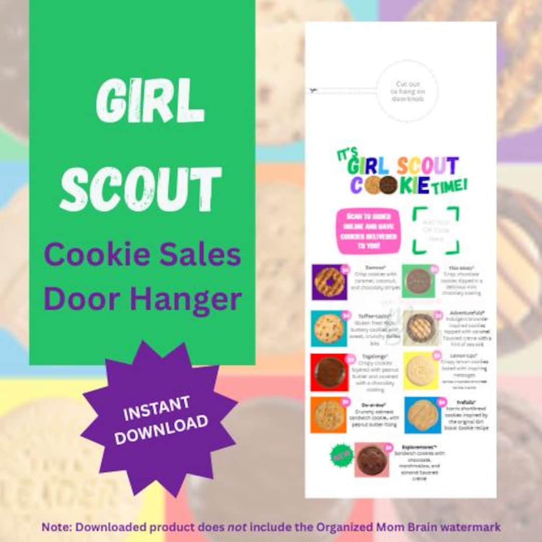 Girl Scout Cookie Door Hanger Printable | Digital Cookie QR Code | LBB ...
