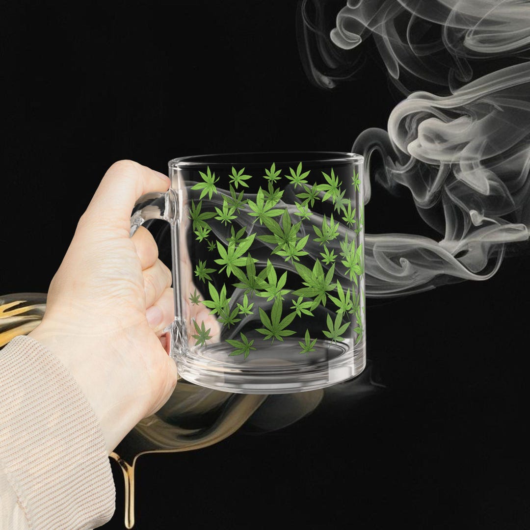 Marijuana Leaf Glass Mug | 10oz | Perfect for Coffee, Tea, Gift for ...