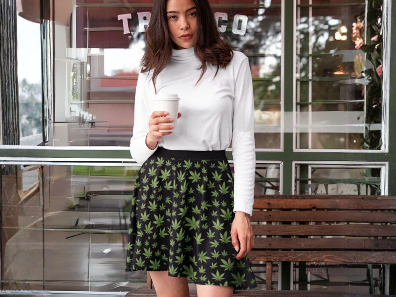Weed Skater Skirt, High Waisted Festival Outfit, 420 Clothing, Stoner ...