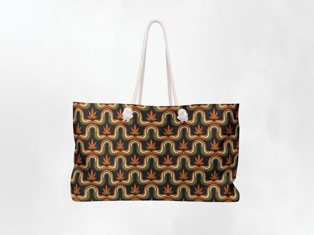 Retro Weed Oversized Bag: Cannabis Leaf Travel Bag, 420 Stoner Beach ...