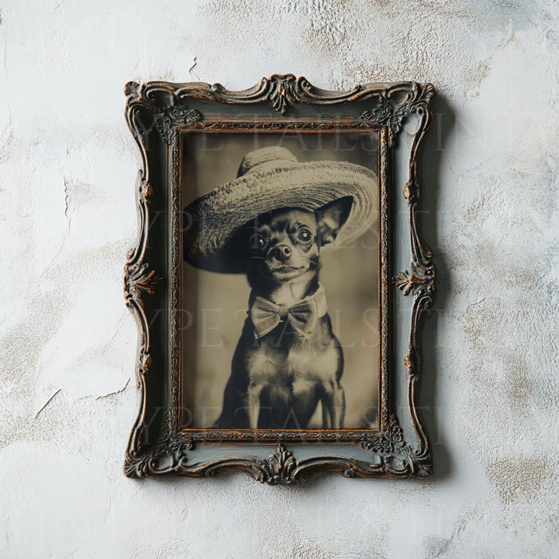 Vintage Chihuahua Portrait Wall Art Dog Print Western Decor Funny Pet ...