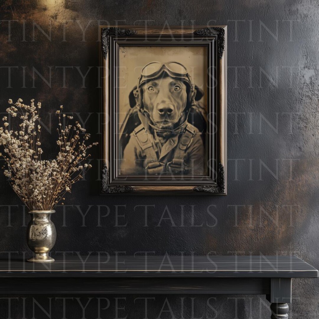 Vintage Dog Aviator Print: Labrador Retriever Portrait, Rustic Sepia ...