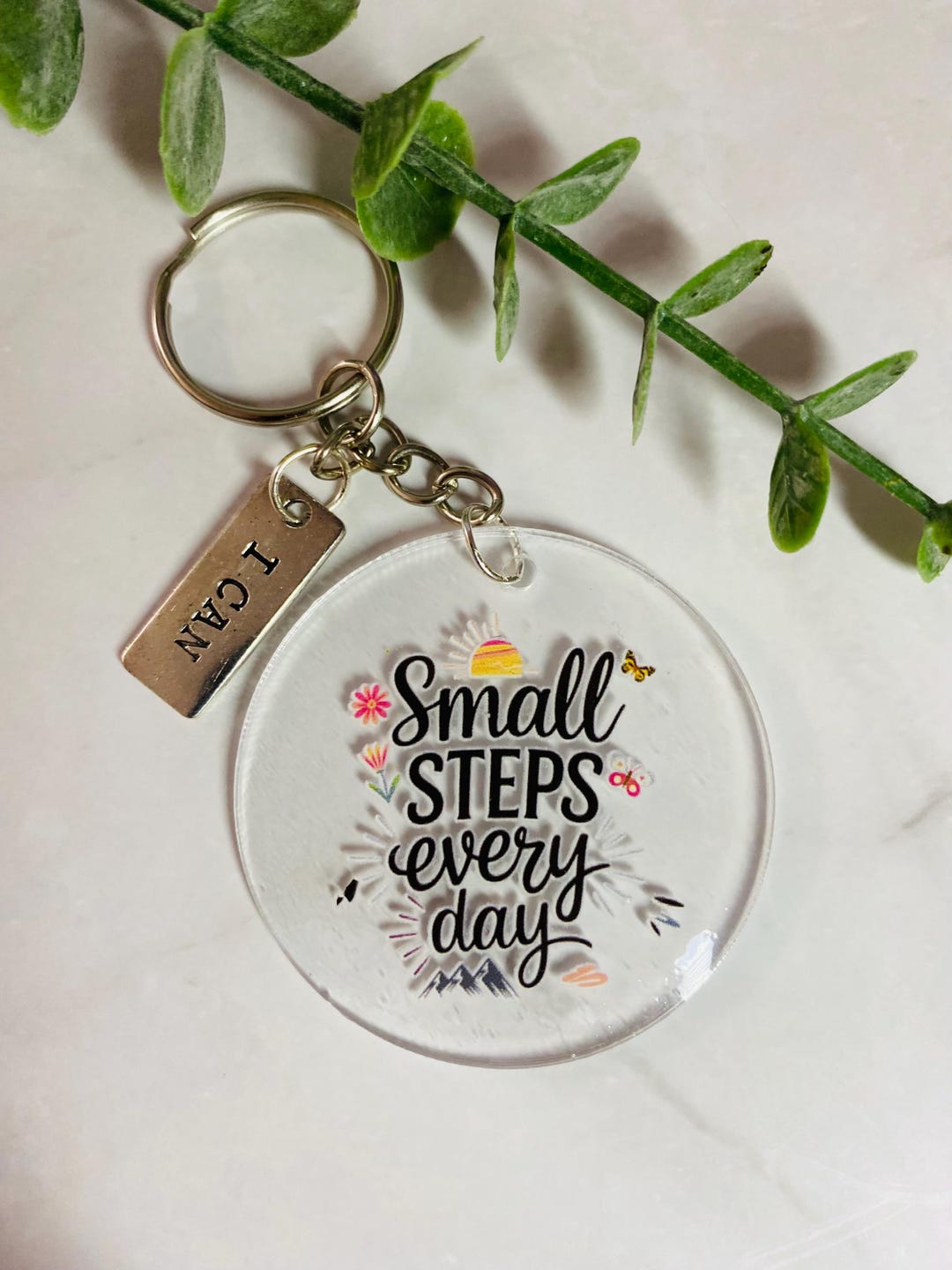 Handmade Motivational Quote Keychain: Glitter Resin Positive ...