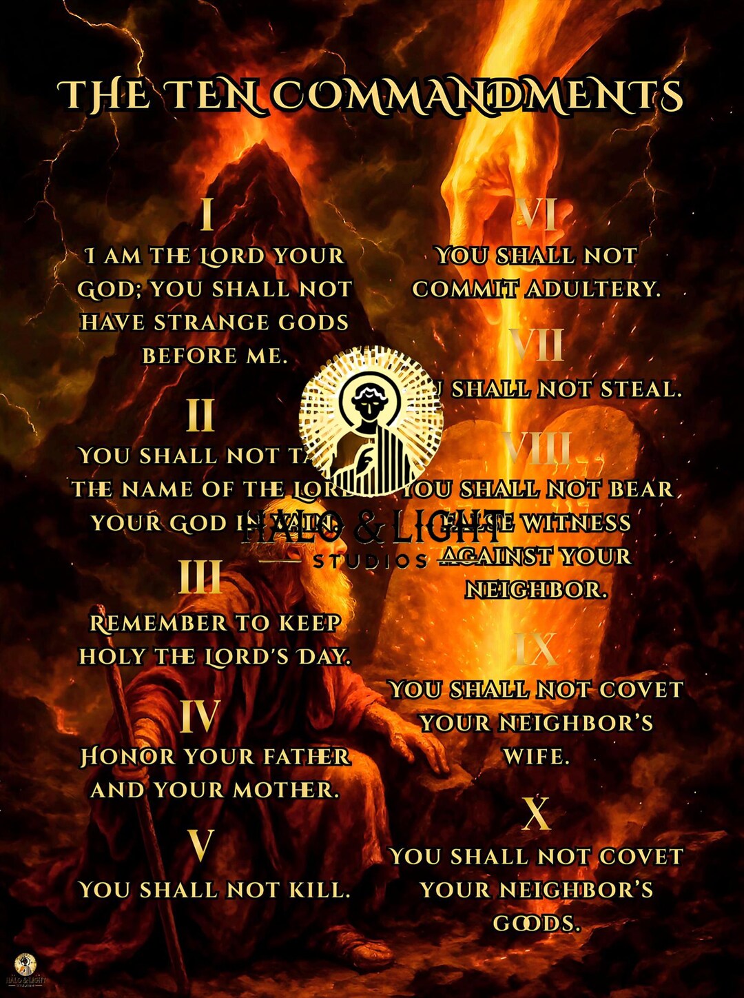 The Ten Commandments Printable – Catholic Christian Wall Art, Digital ...