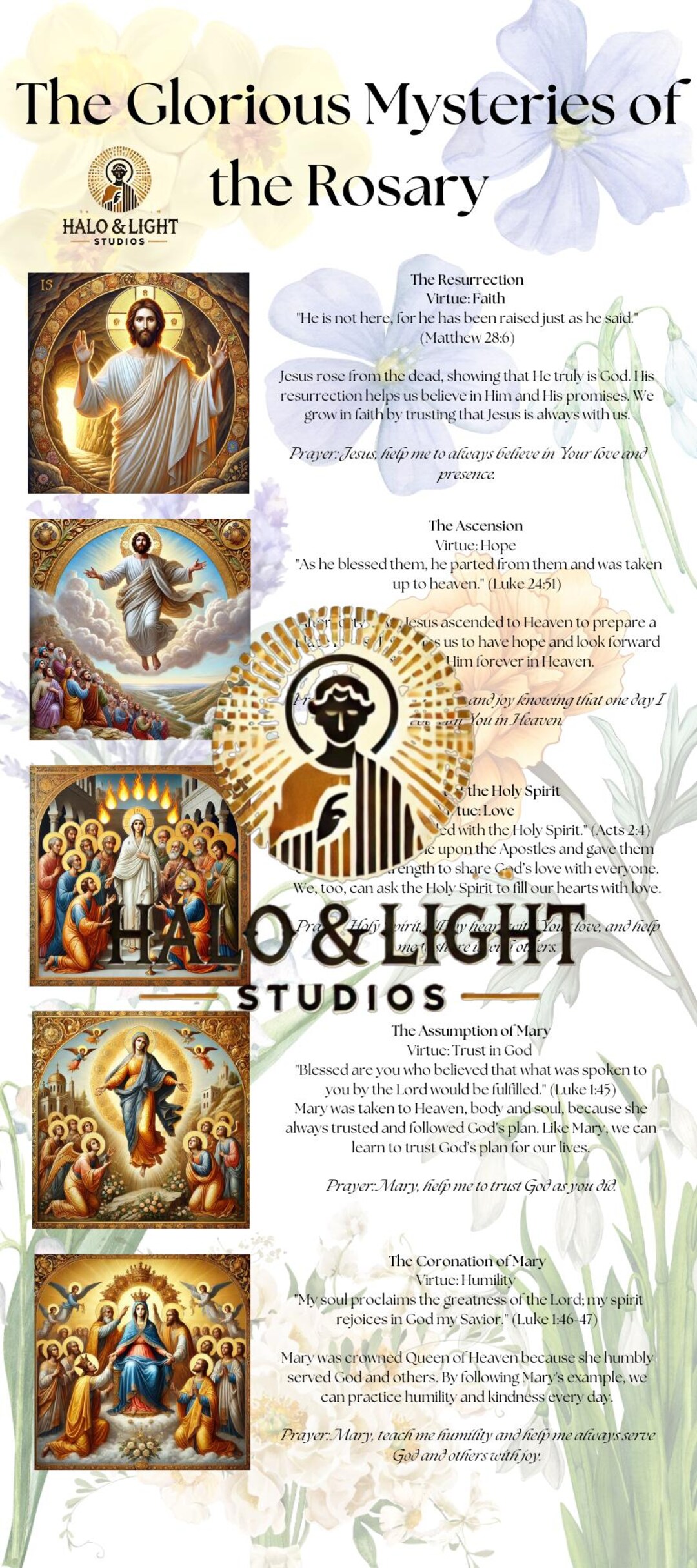 Glorious Mysteries of the Rosary Bundle | Catholic Printable Pngs ...